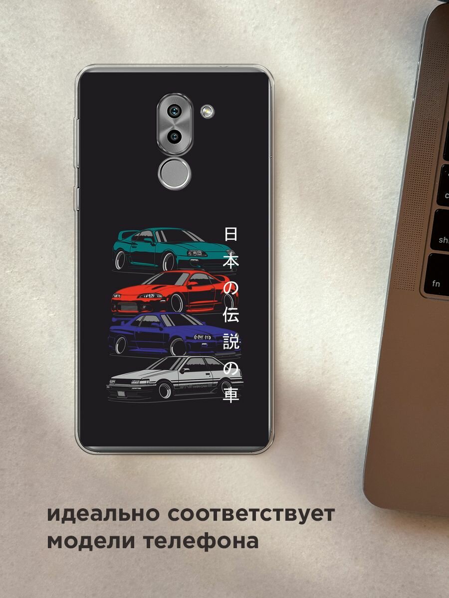 Силиконовый чехол на Honor 6X / Хонор 6Х с принтом "JDM Legend cars" — фото 1