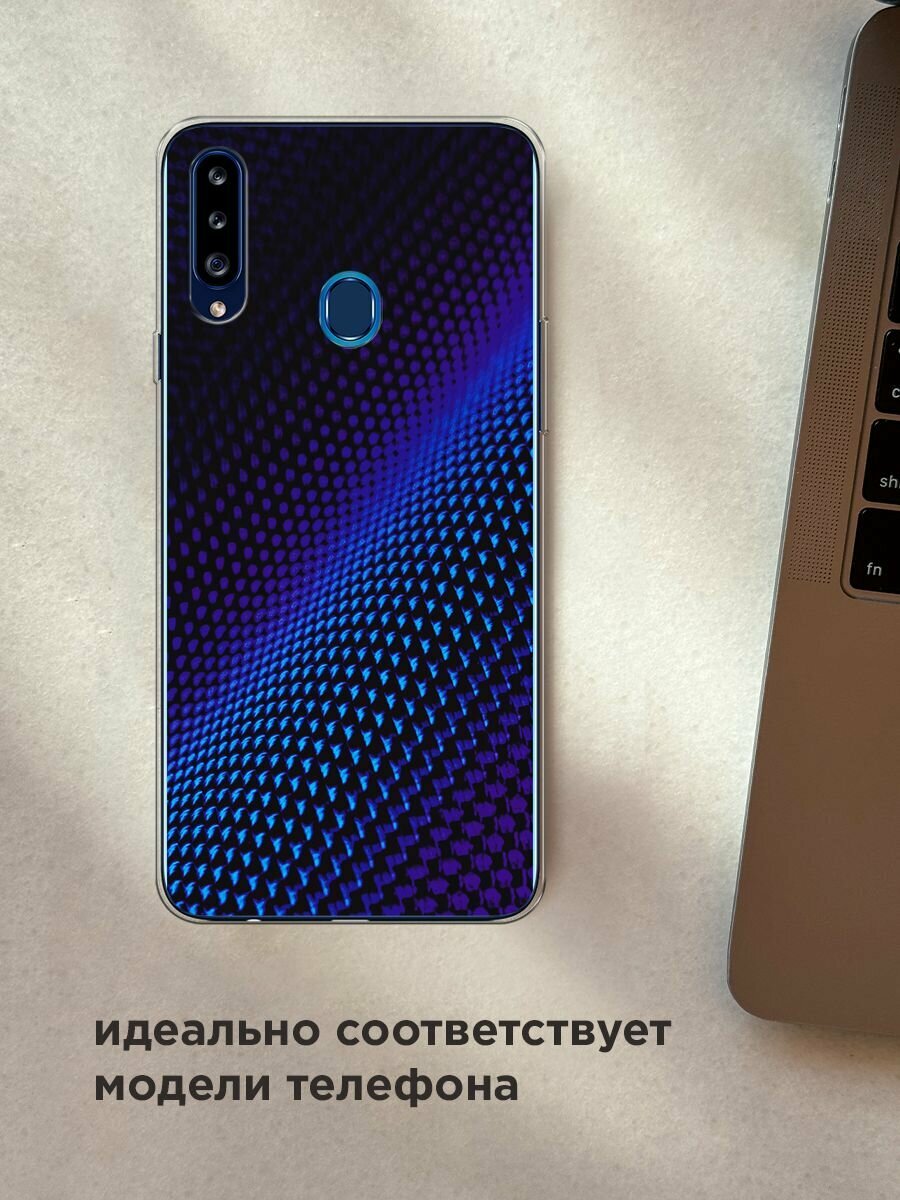 Чехол на Samsung Galaxy A20s / Самсунг Галакси A20s с принтом "Синий карбон" — фото 1