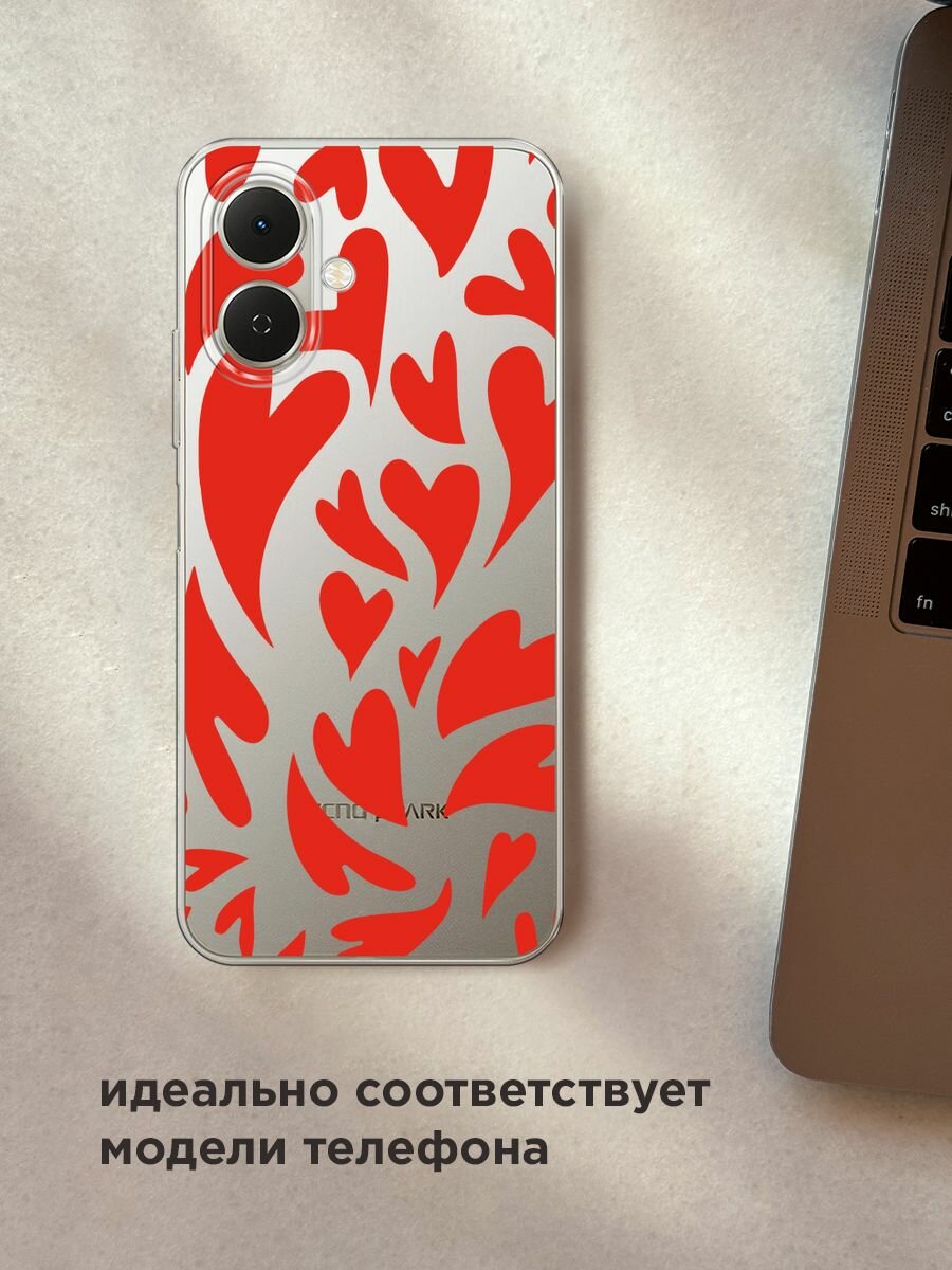 Чехол на Tecno Spark Go 2 / Текно Спарк Го 2 с принтом "Crazy hearts 2 - 14 февраля", прозрачный — фото 1