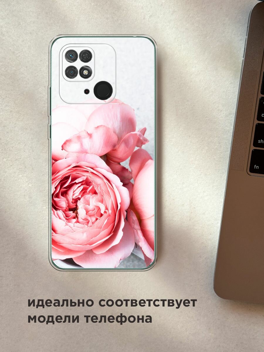 Чехол на Xiaomi Redmi 10C / Сяоми Редми 10C с принтом "Пионы на белом" — фото 1