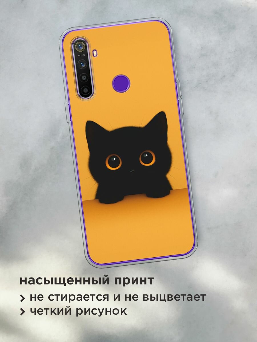 Силиконовый чехол на Realme 5 / Реалми 5 с принтом "Контрастный котик" — фото 1