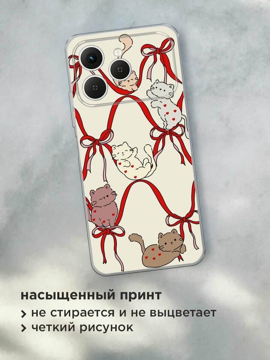Чехол на Tecno Spark 40 / Текно Спарк 40 с принтом "Котики в ленточках 1" — фото 1