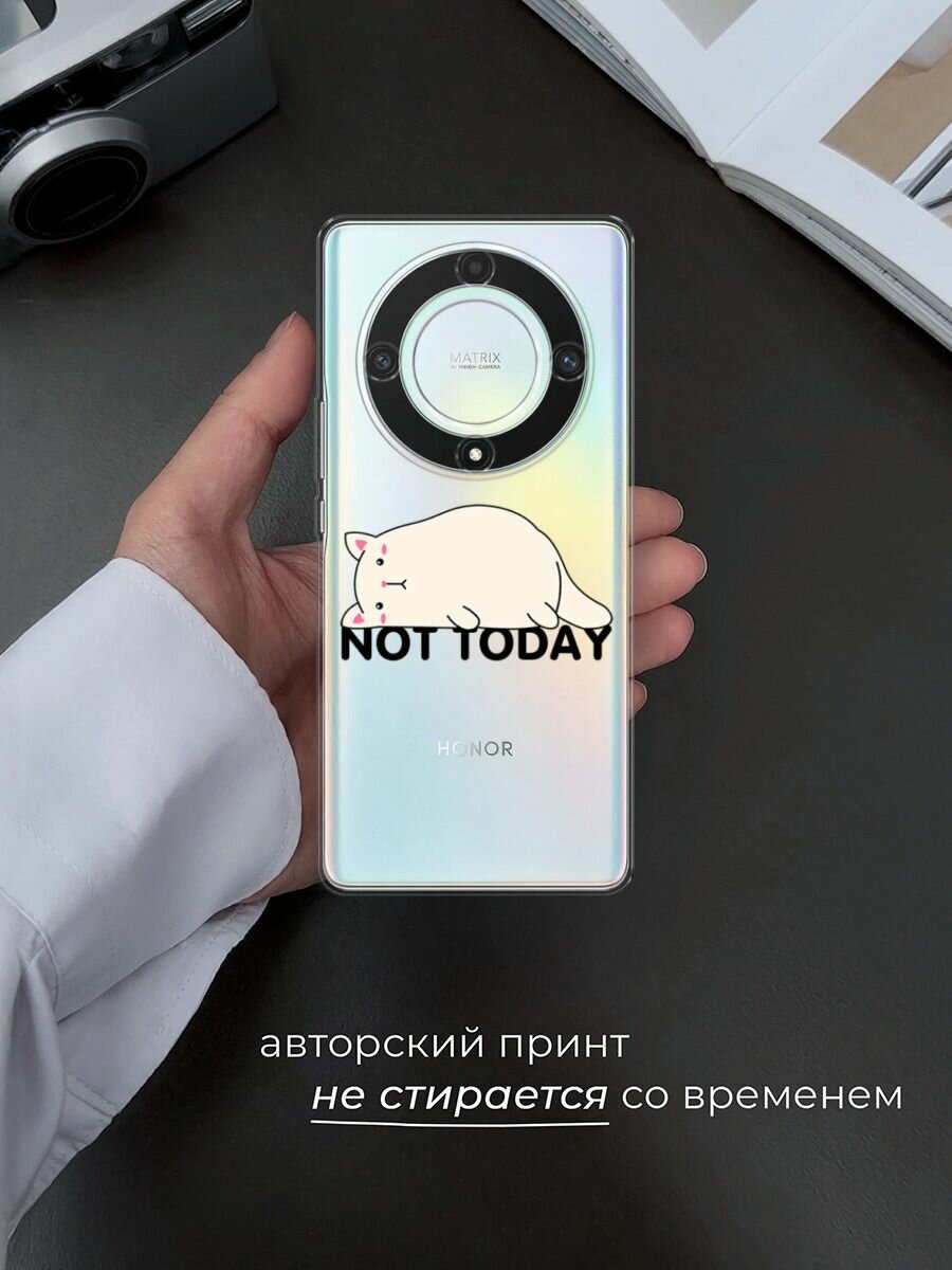 Чехол на Honor X9A / Хонор X9A с принтом "Cat not today", прозрачный — фото 1