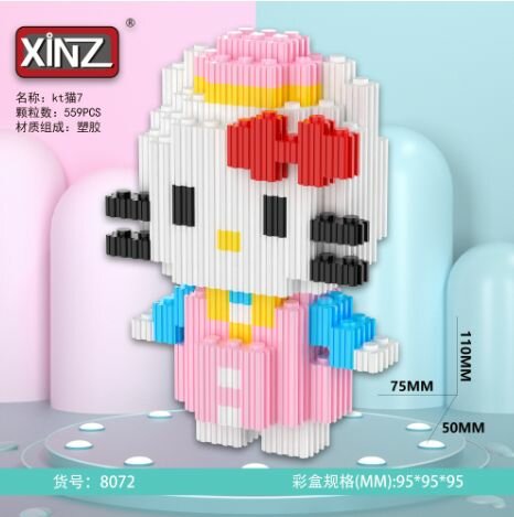 3D Конструктор из мини-блоков: Хэллоу Китти / Sanrio / 559 деталей