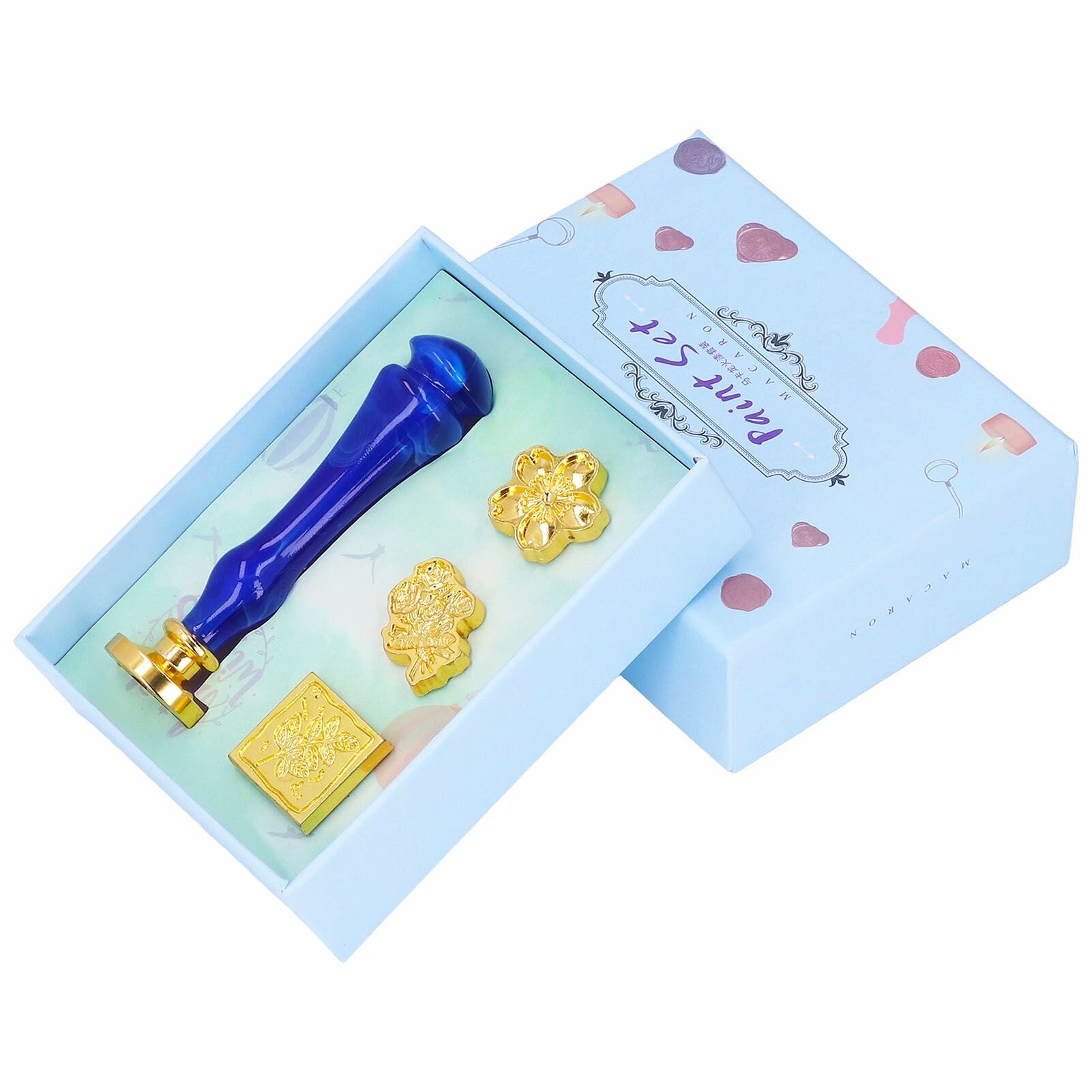 Набор сургучных печатей, 4 штампа (мрачно-синий)