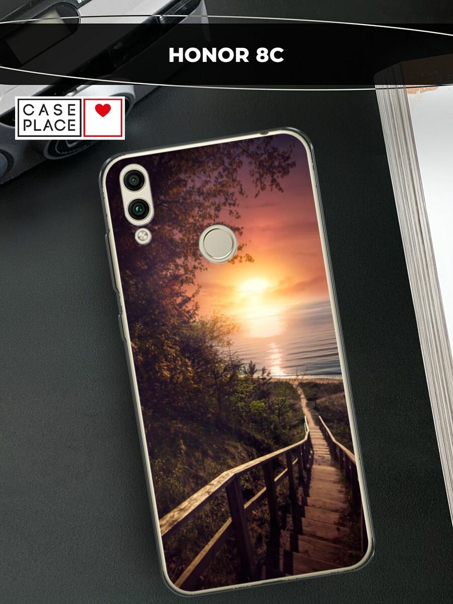 Силиконовый чехол на Honor 8C / Хонор 8С с принтом "Мост у воды"