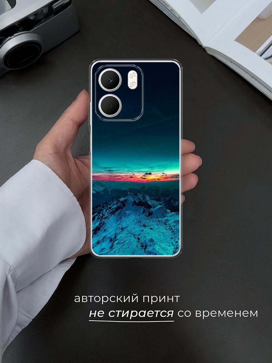 Силиконовый чехол на Oppo A5x / Оппо А5x с принтом "Закат в горах" — фото 1