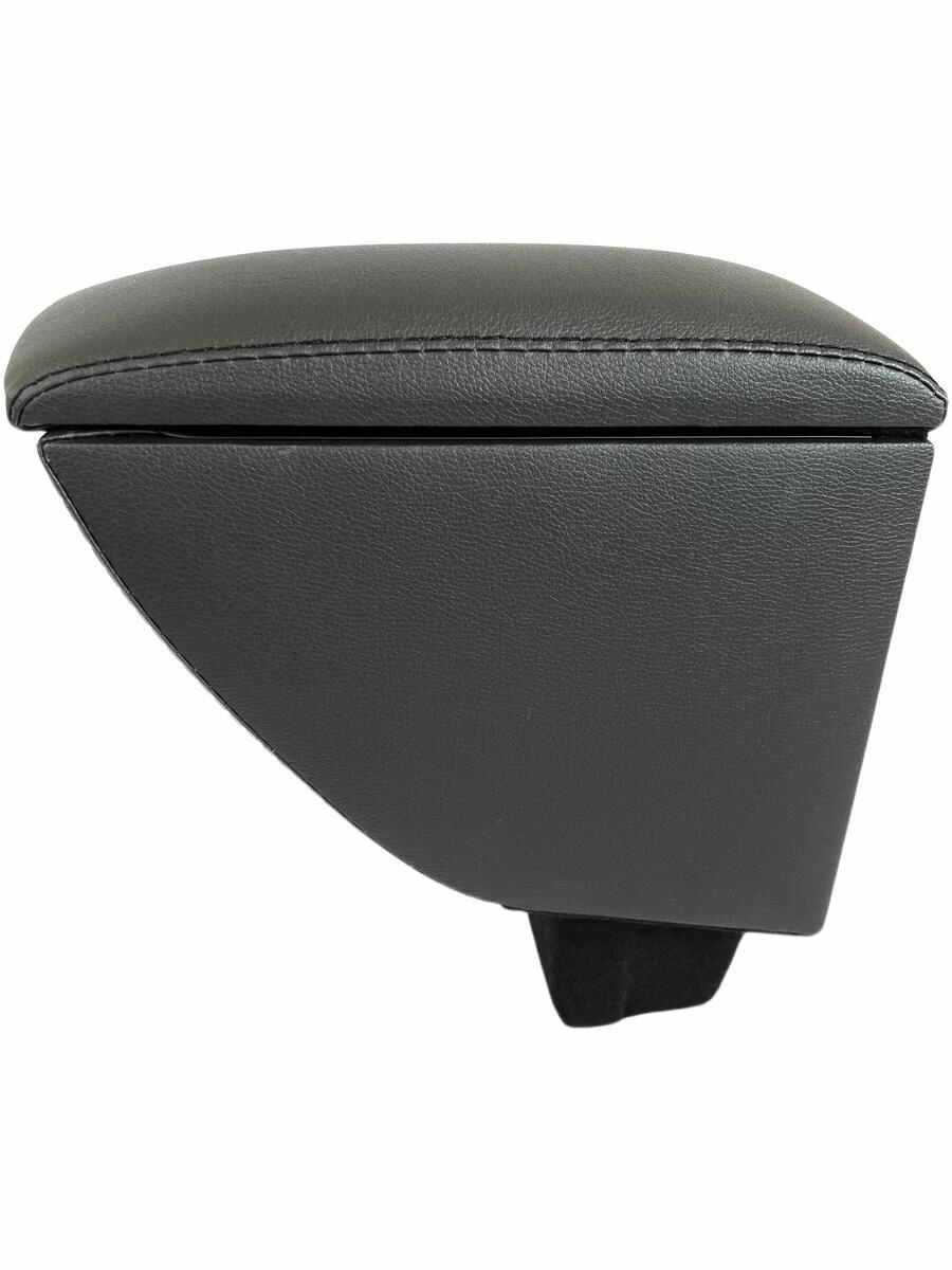 Подлокотник Chevrolet cobalt (2011-2015) с вставкой в подстаканник кожаный (черный, гладкая крышка) для шевроле кобальт