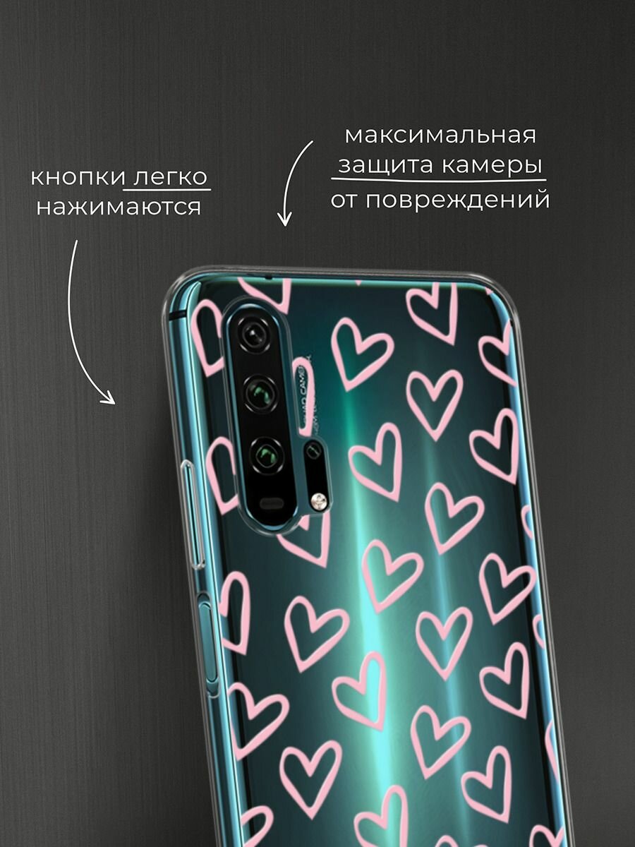 Чехол на Honor 20 Pro / Хонор 20 Про с принтом "Сердца паттерн" — фото 1