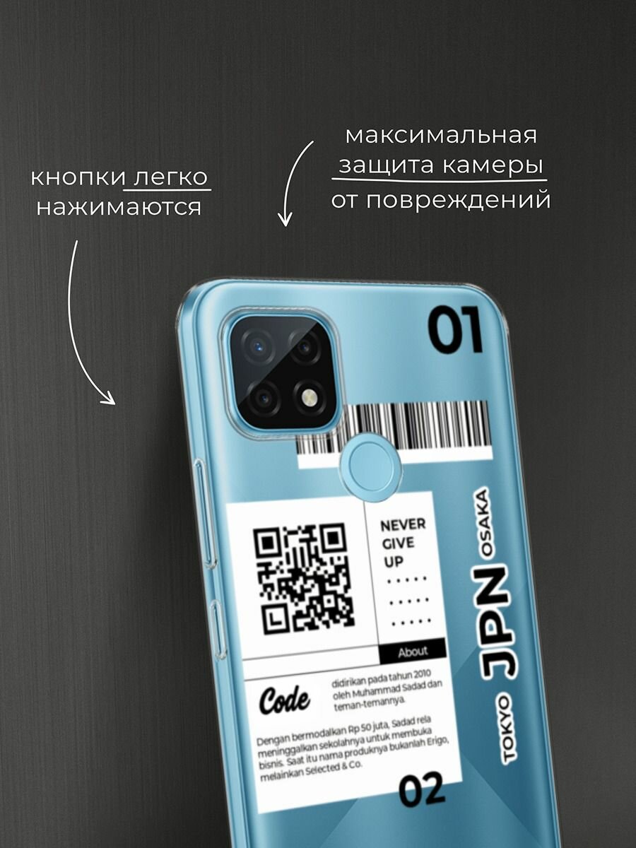 Чехол на Realme C21 / Реалми С21 с принтом "JPN", прозрачный — фото 1