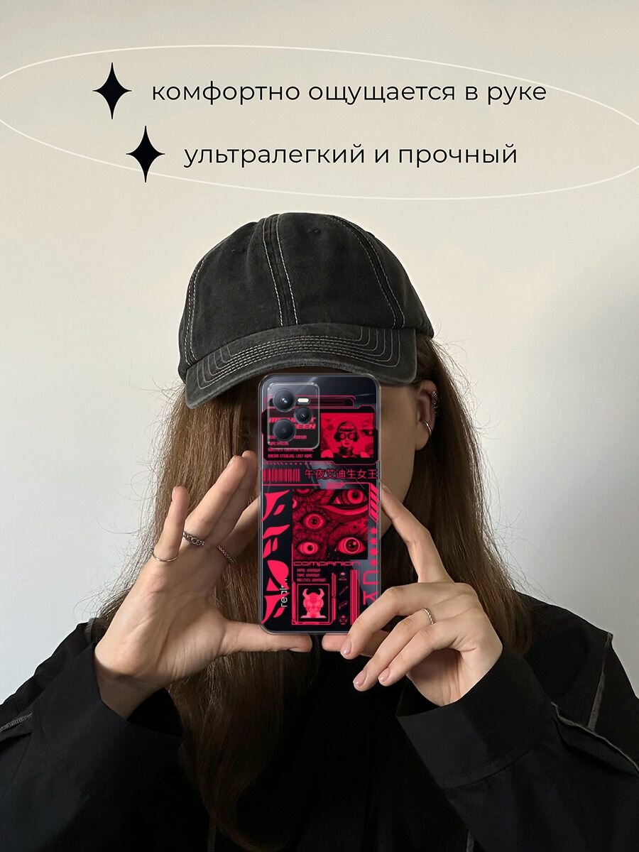 Чехол на Realme C35 / Реалми C35 с принтом "Mionight queen", прозрачный — фото 1