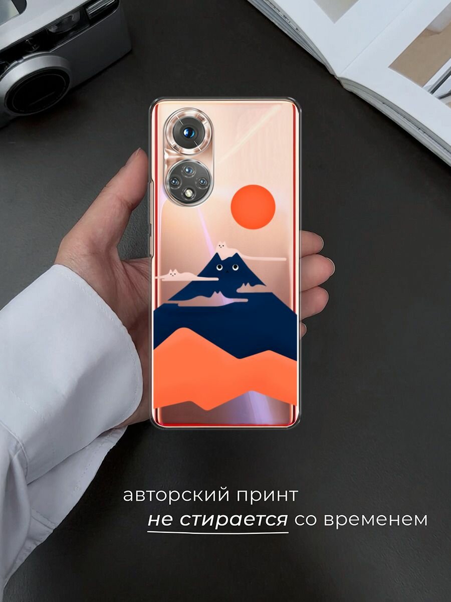 Чехол на Honor 50/Huawei Nova 9 / Хонор 50/Хуавей Нова 9 с принтом "Кот-гора", прозрачный — фото 1