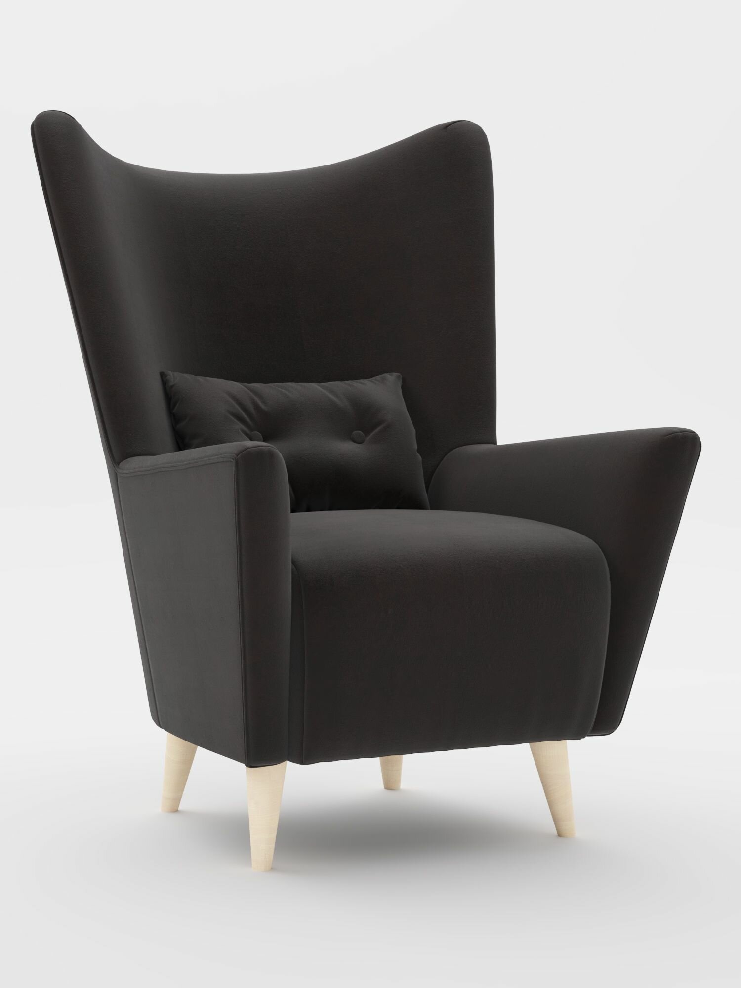 Кресло мягкое для дома, отдыха в гостиной Грейс от W&B, премиум велюр темно-коричневый