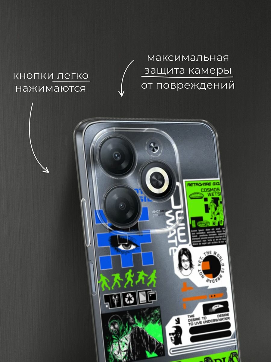 Чехол на Infinix Smart 8/8 HD/HOT 40i / Инфиникс Смарт 8/8 HD/HOT 40i с принтом "Nothing impossible", прозрачный — фото 1
