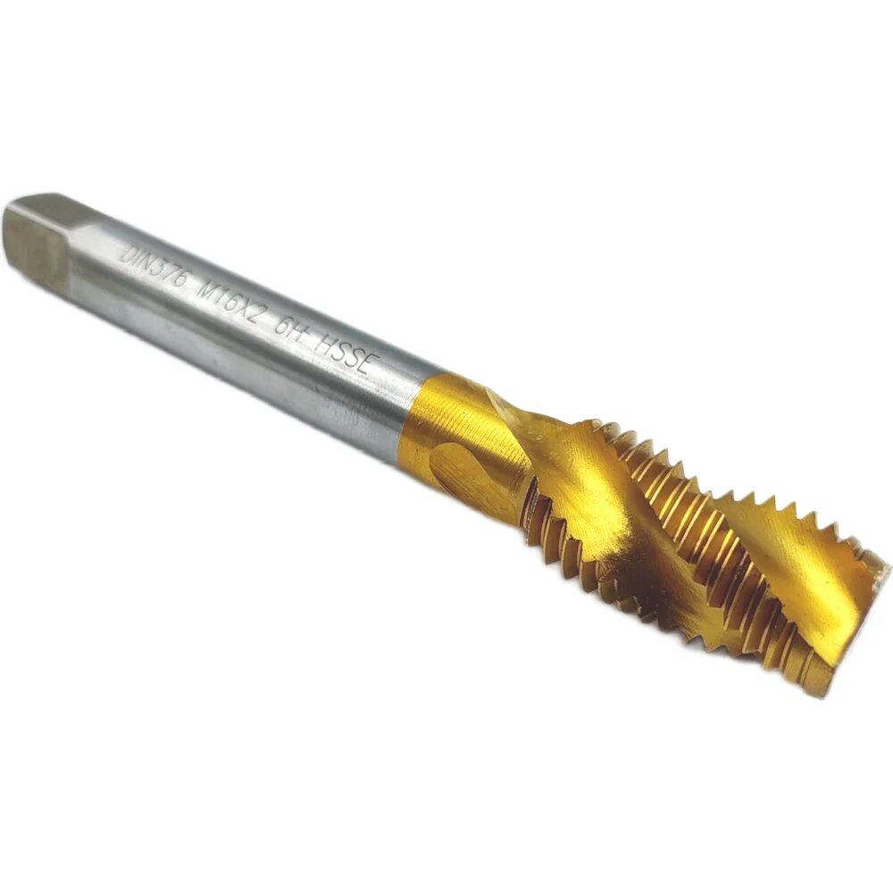 TORNERI Метчик машинно-ручной М16х2.0 DIN376 для глухих отверстий с винтовой канавкой с покрытием TiN HSSE 036398