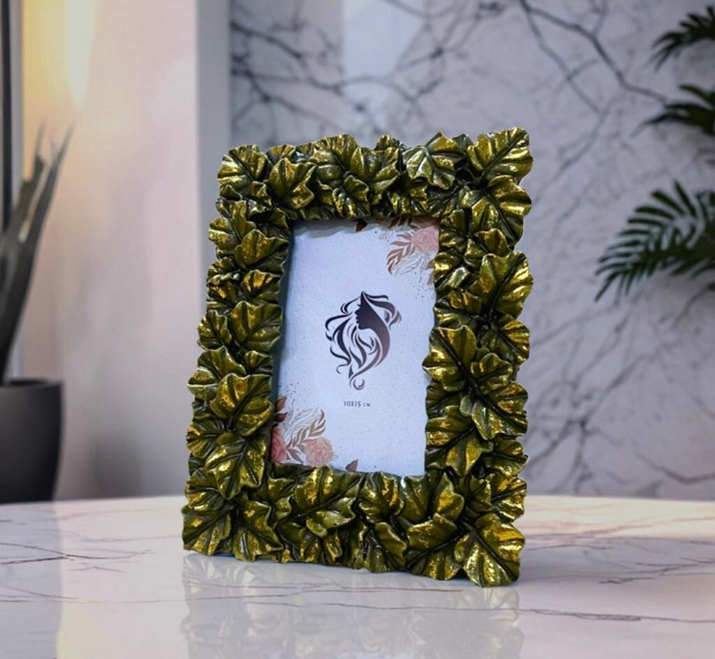 Фоторамка полистоун 10х15 "Лист мелкий", L-17 W-2 H-22 см Цвет: Бронза с позолотой