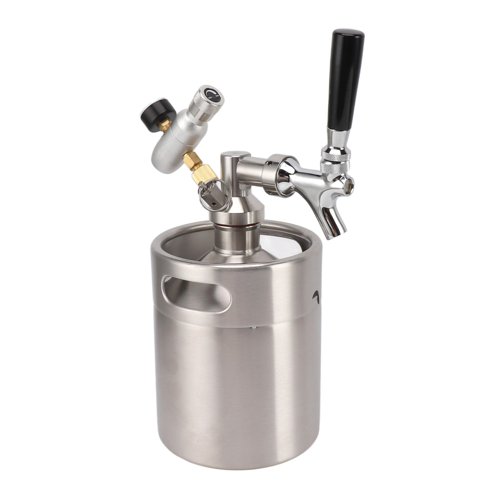 Мини-пивная бочка 2л из нержавеющей стали с регулируемым клапаном и манометром 60PSI для домашнего пивоварения