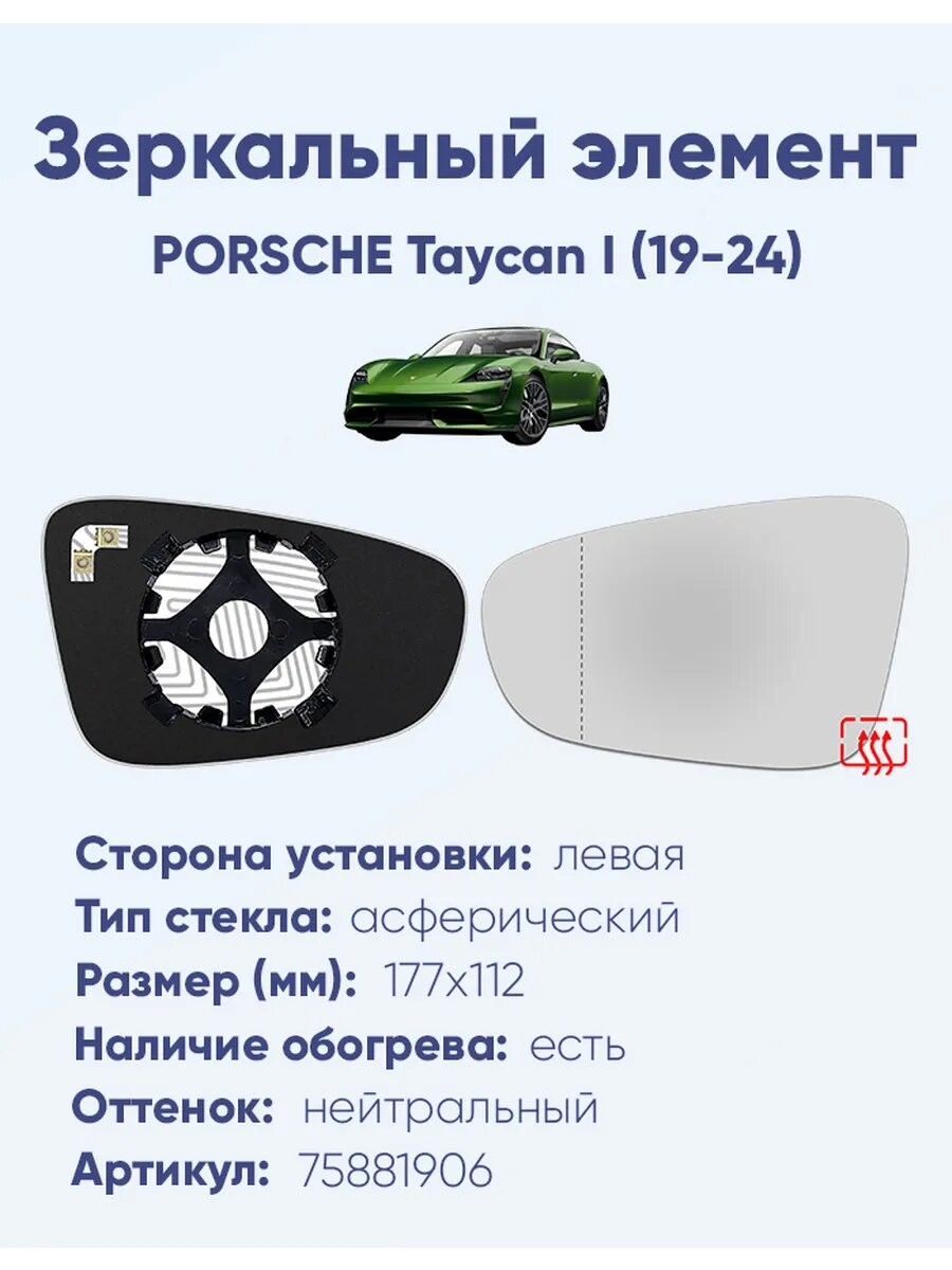 Зеркальный элемент левый PORSCHE Taycan I (19-24)A75881906