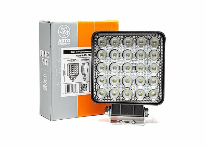 Фара светодиодная 25 LED (рассеиваемый свет) 75W, квадратная, 12/24В