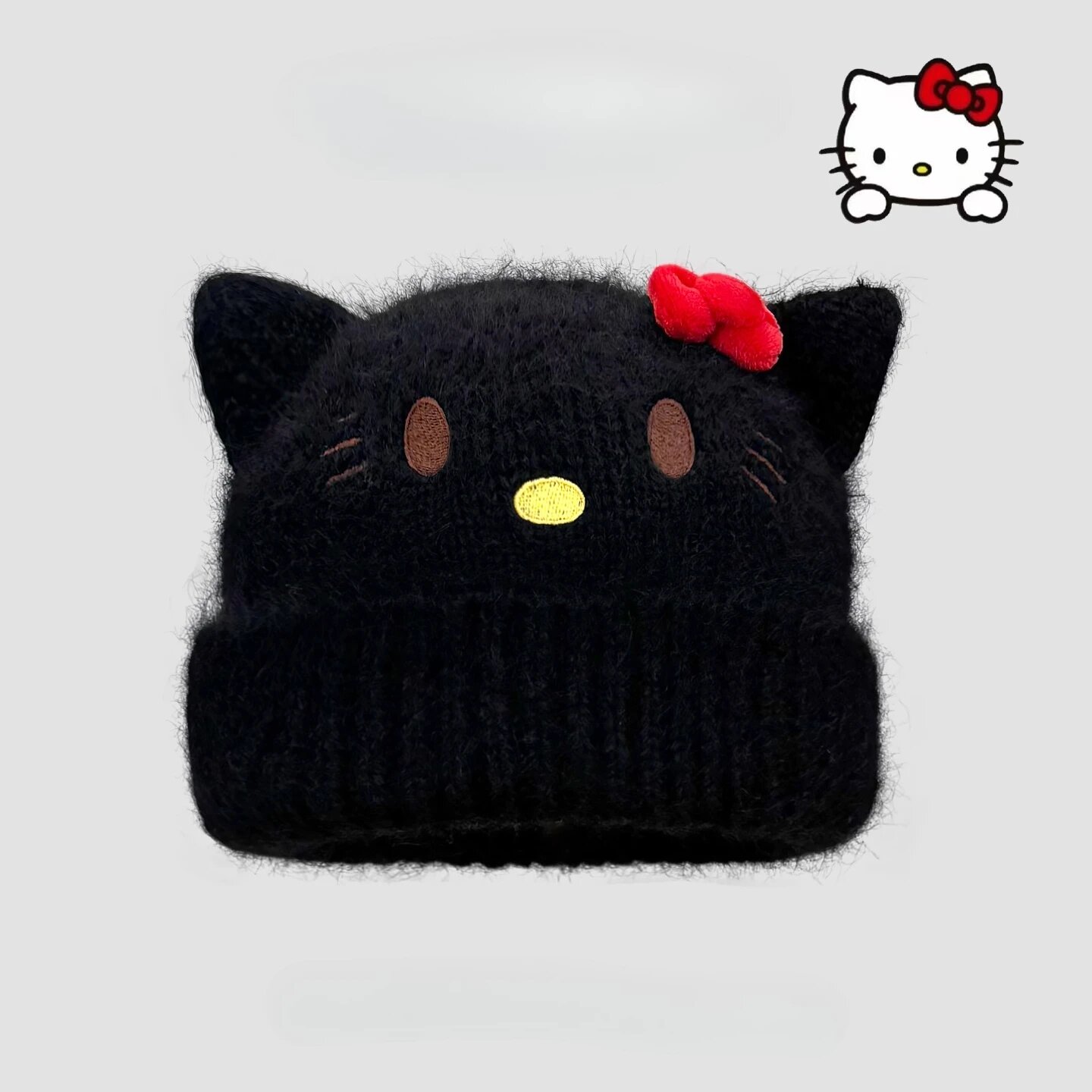 Шапка Hello Kitty черная с кошачьими ушками