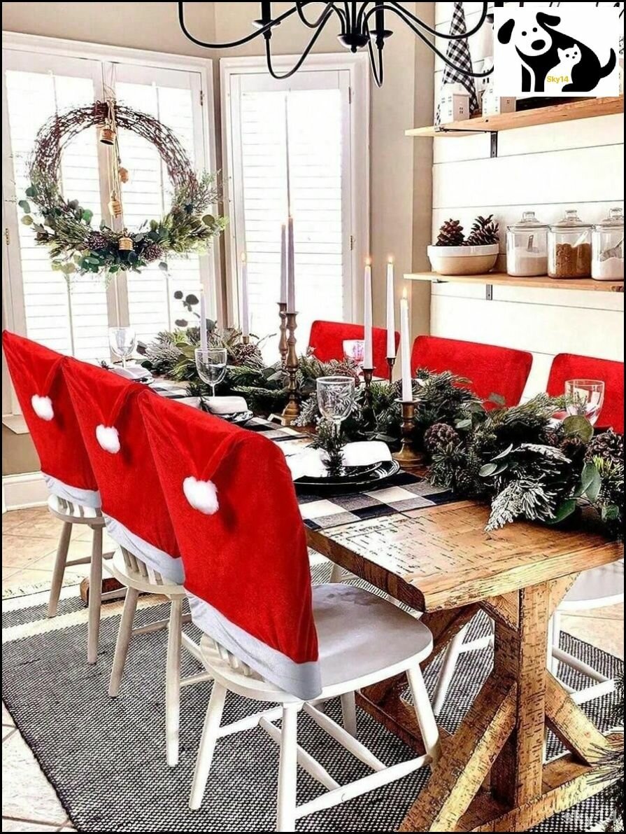 Эксклюзивные чехлы для стула, рождественский декор, 4 шт