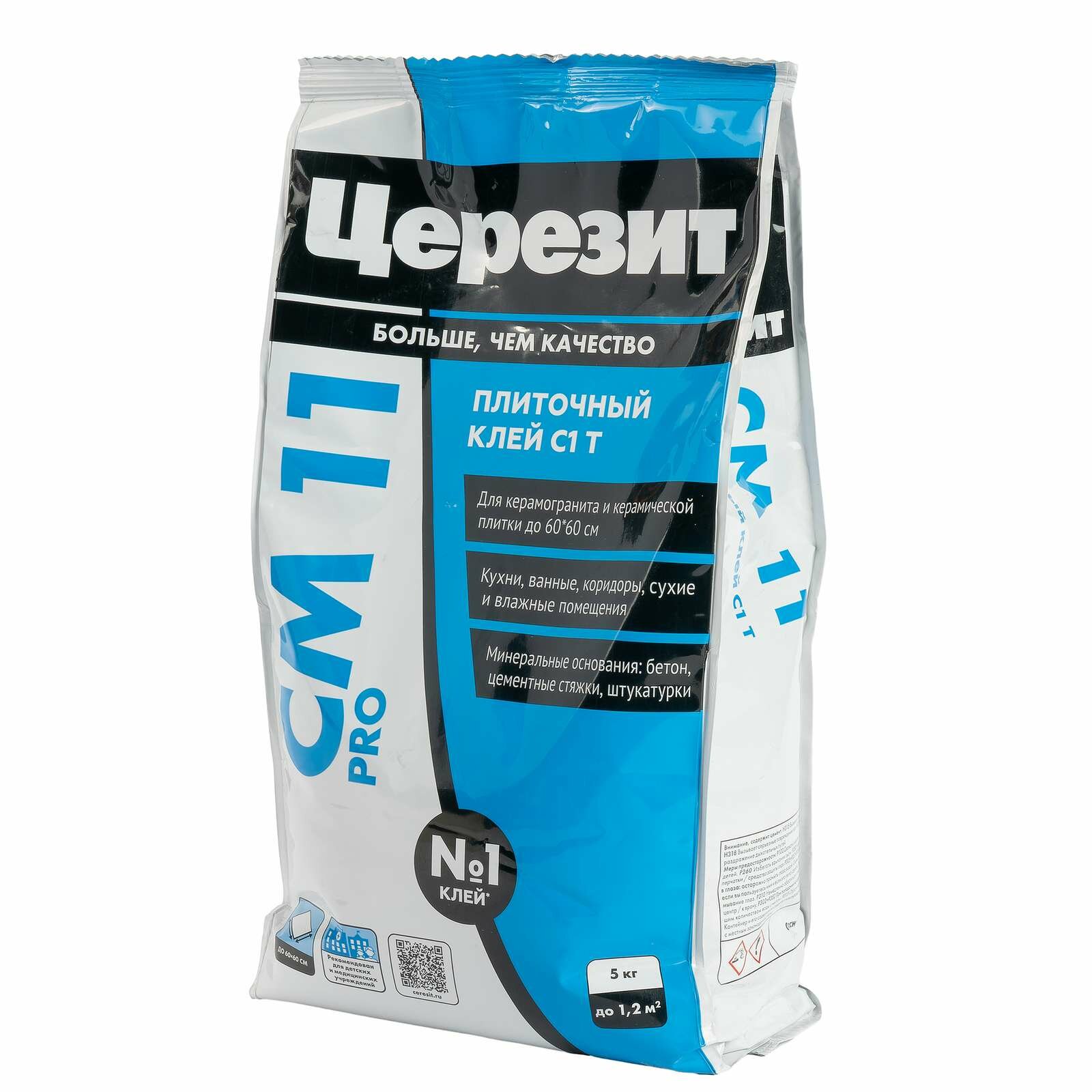 Клей для плитки Церезит СМ 11, для керамогранита и керамической плитки, 5 кг