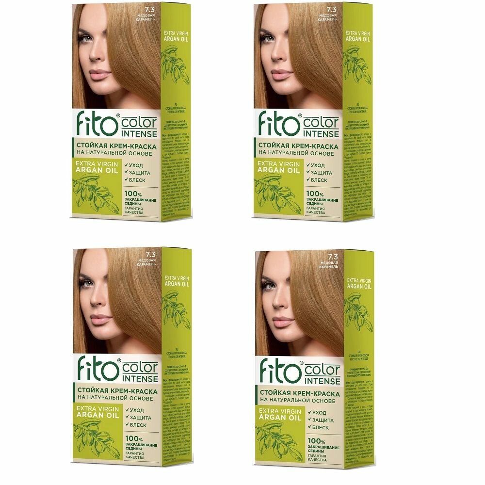 Краска для волос Fito color intense, тон 7.3 Медовая карамель, 115мл, 4шт