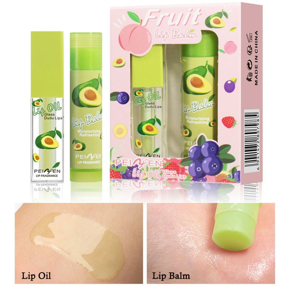 Набор масел для губ 2-в-1 с фруктовым вкусом, масло для губ + бальзам для губ