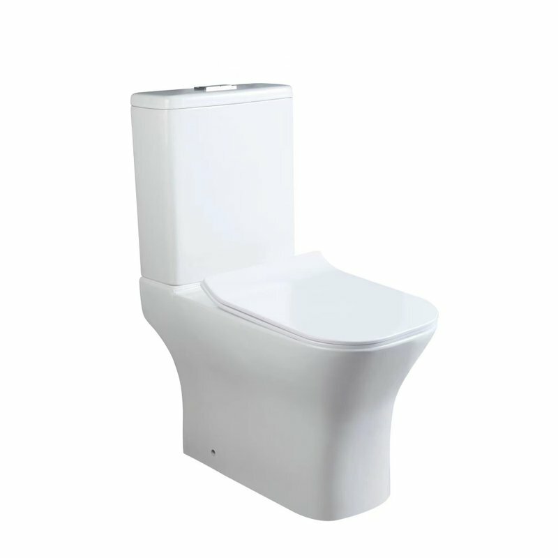 Унитаз напольный SantiLine SL-5043 белый, безободковый, с бачком, с крышкой микролифт, слив торнадо