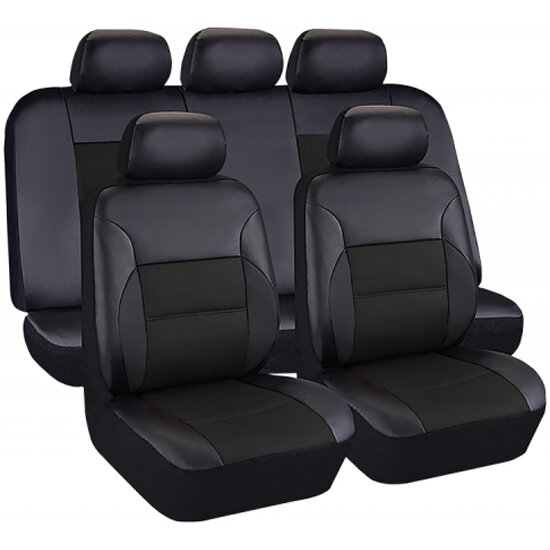 Авточехлы Kraft "LUXURY", экокожа, черные