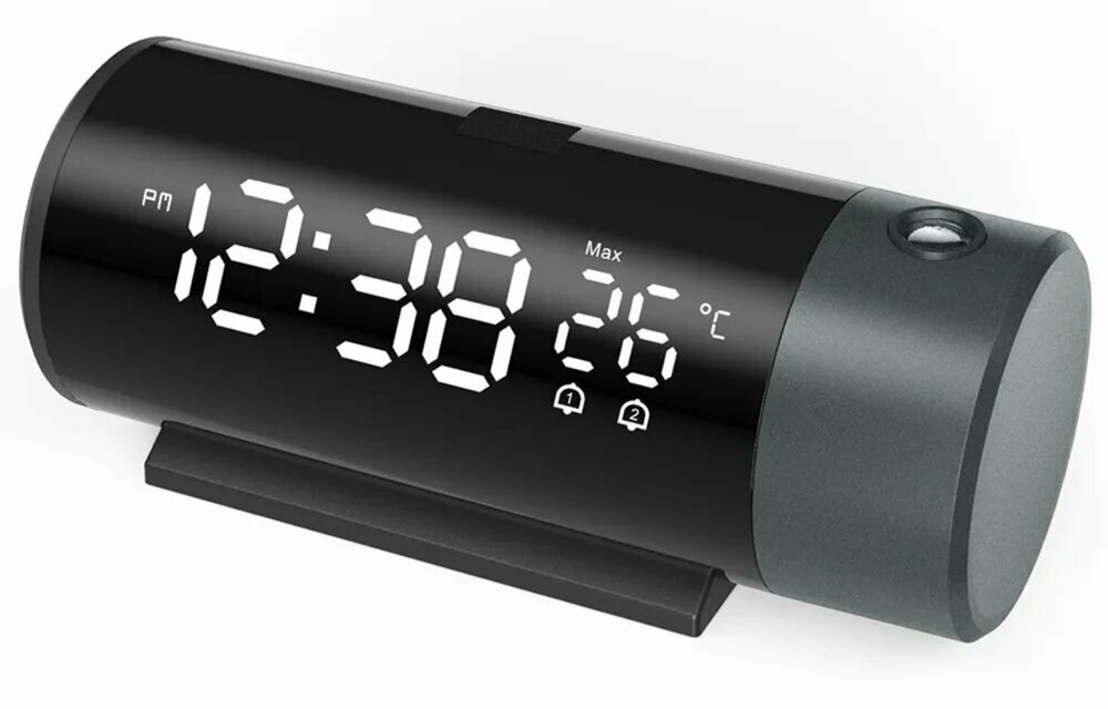 Электронные часы будильник FanJu, USB, проектор, термометр, темно-серые