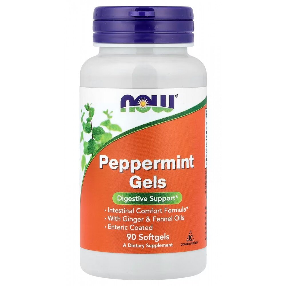 NOW Peppermint Gels, 90 капсул гелевых