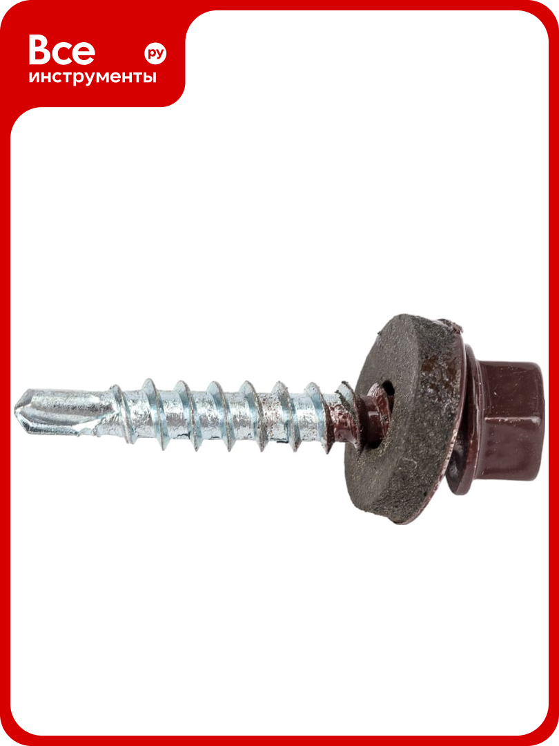 Кровельный саморез Tech-Krep КР сверло 4,8х28 RAL-8017 шоколадно-коричневый 300 шт, ведро 103180, 5 мм