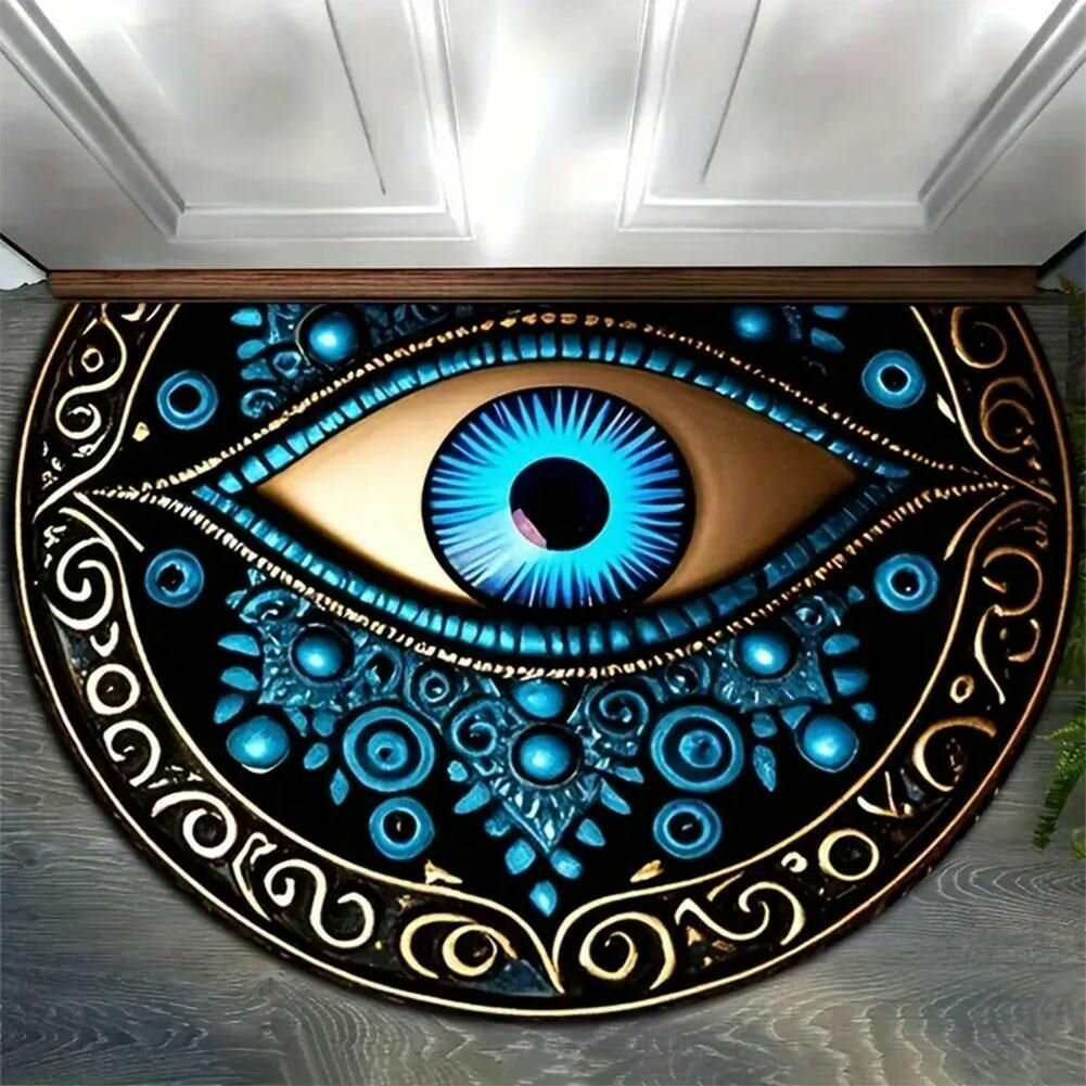 Полукруглый коврик с принтом для прихожей,60X40cm