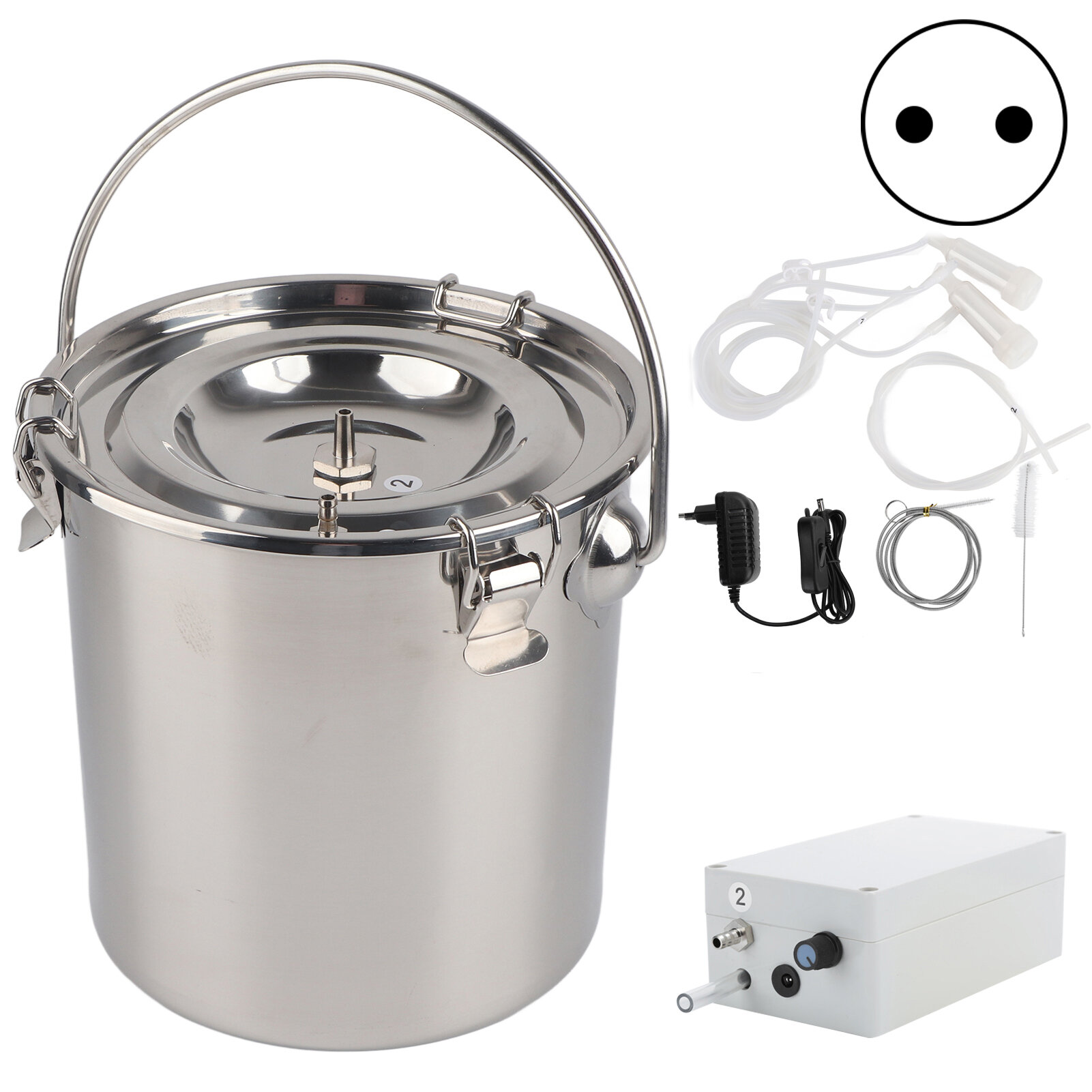 Комплект доильного аппарата, портативный электрический доильный аппарат, регулируемая пульсационная доярка для коз, овец, 7 л, вилка 100‑240VEU