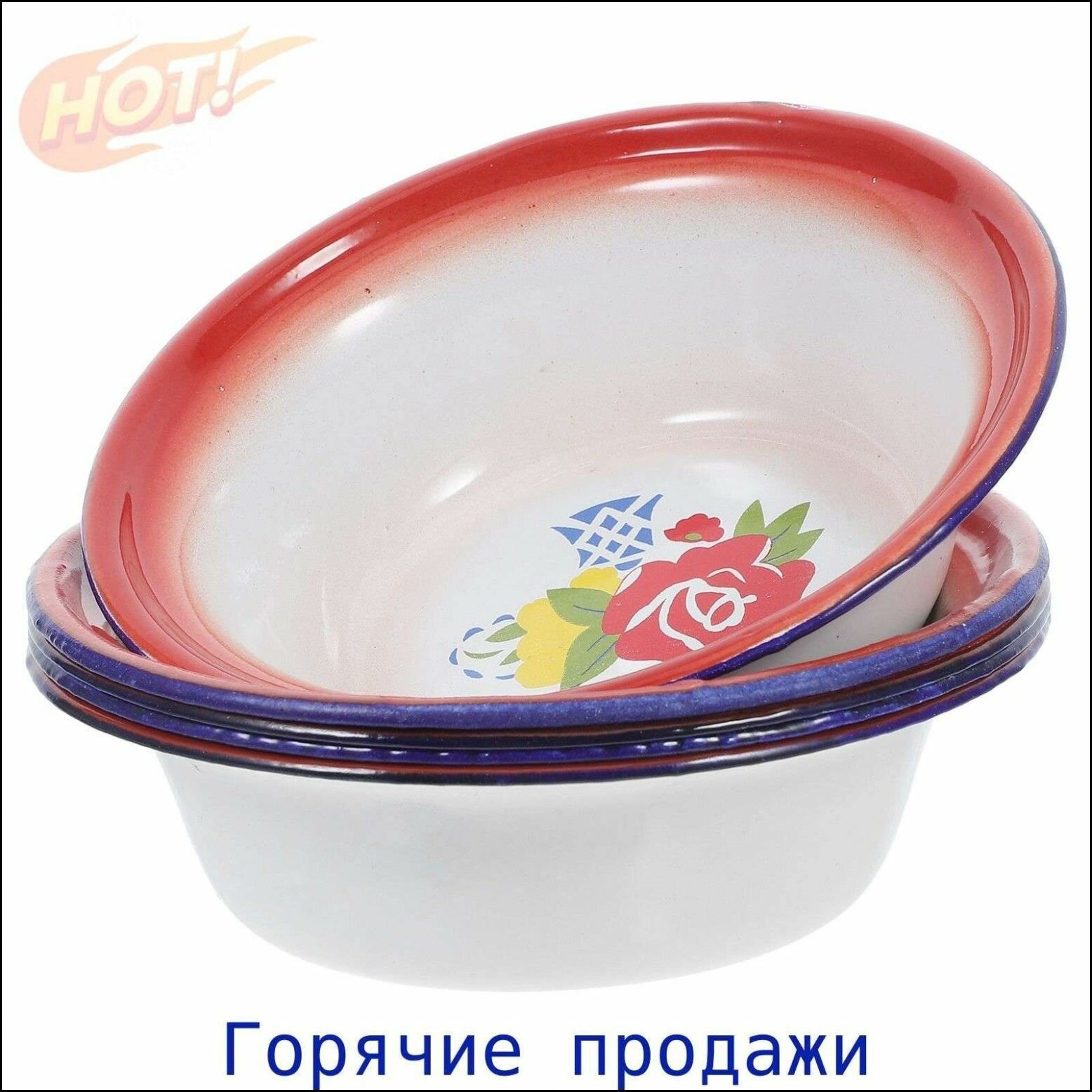 Эксклюзивный набор 5 предметов, чашки эмалированные с винтажным дизайном для кухни, габариты 16.00X16.00X2.50 см