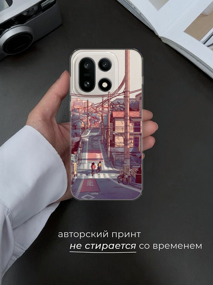 Чехол на OnePlus 15 / Ван Плас 15 с принтом Закат на японской улице, прозрачный — фото 1