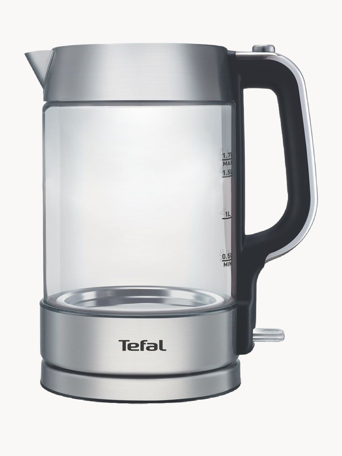 Чайник электрический Tefal Glass Kettle KI770D30 1,7 л, с внутренней подсветкой, индикатором уровня воды, 2200 Вт, серебристый