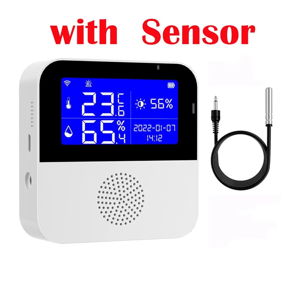 Умный Wi-Fi датчик Tuya, датчик температуры, портативный беспроводной датчик температуры и влажности воды для продажи, With Sensor