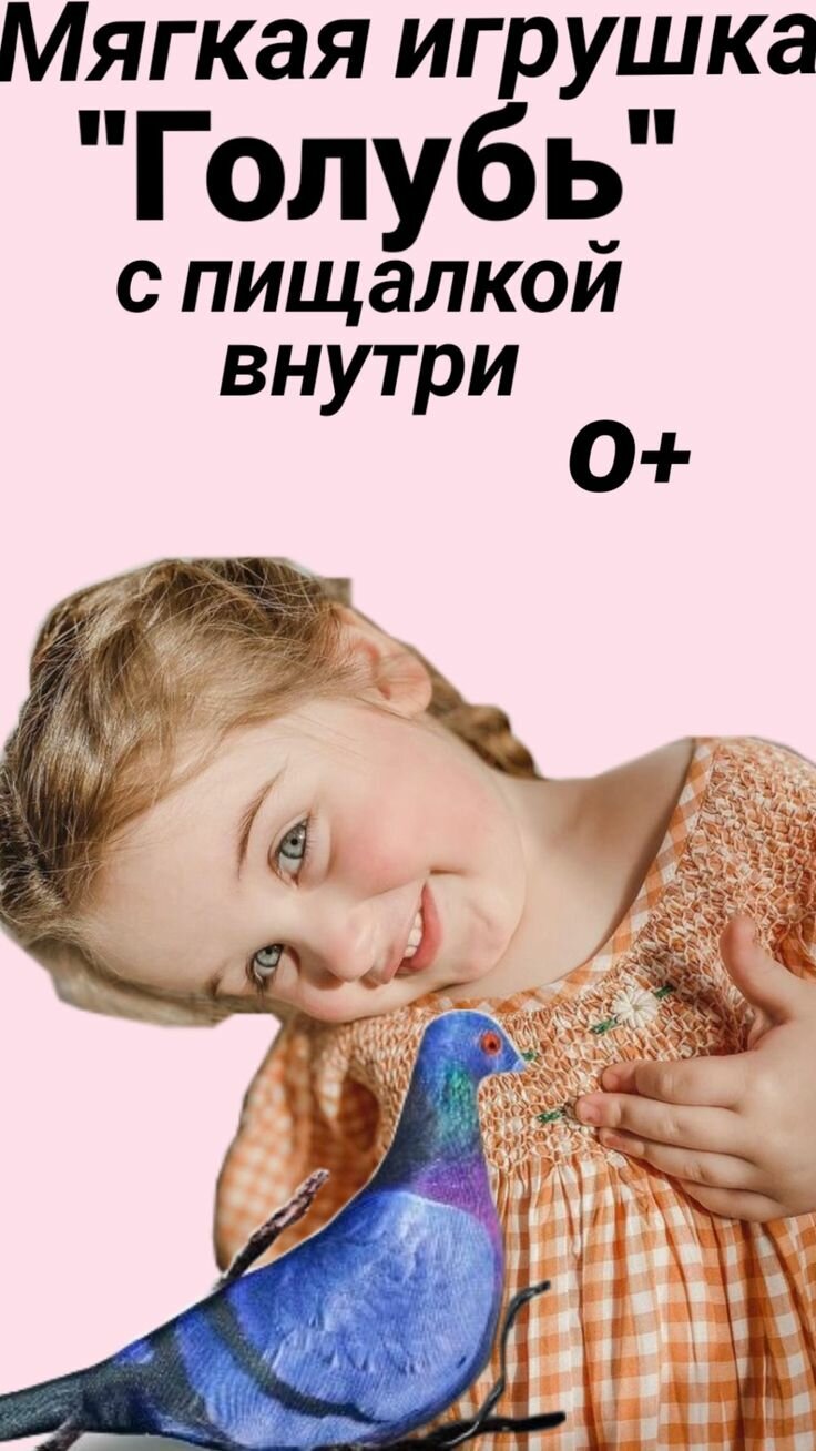 Мягкая игрушка "Голубь сизый" с пищалкой внутри.