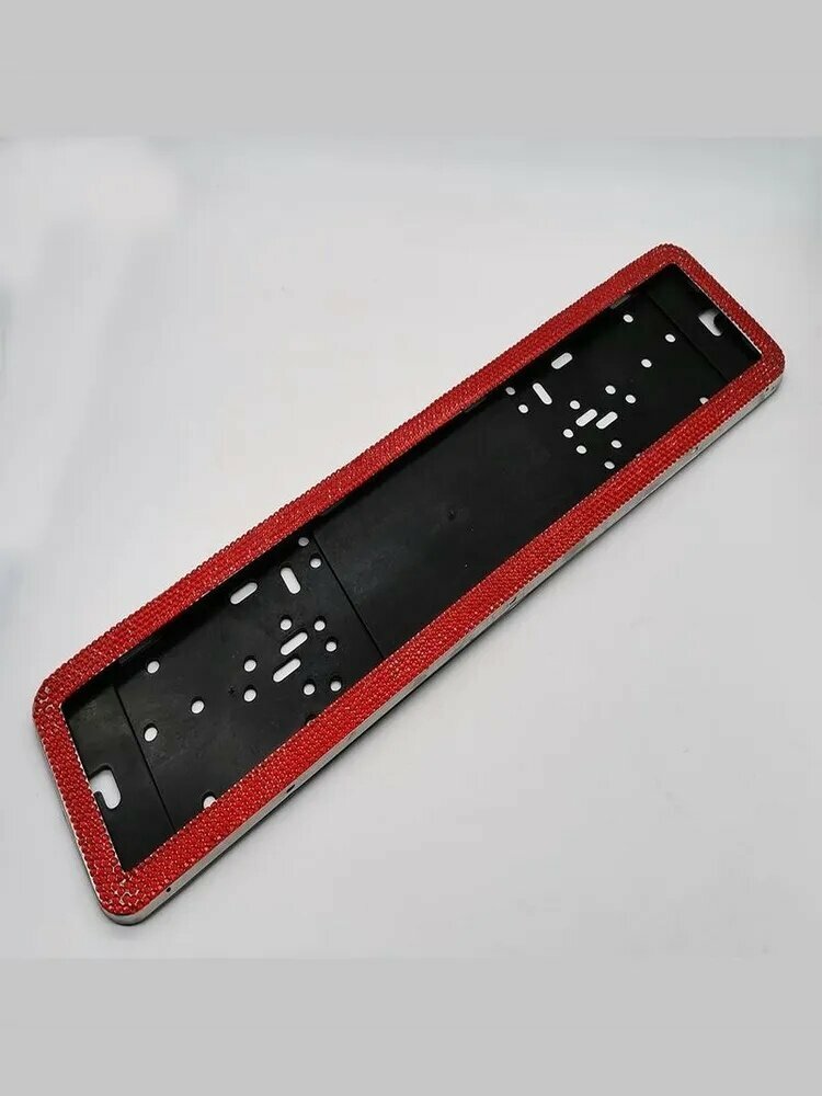 Авторамка госномера со стразами-красный Держатель номерного знака европейского стандарта