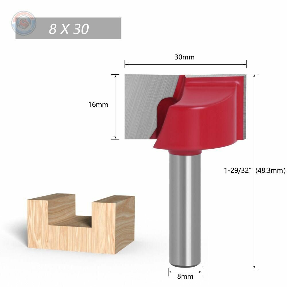 Пазовая фреза прямая для фрезера 30 мм хвостовик 8 мм твердосплавная обработка дерева и МДФ создание пазов и шпунтов