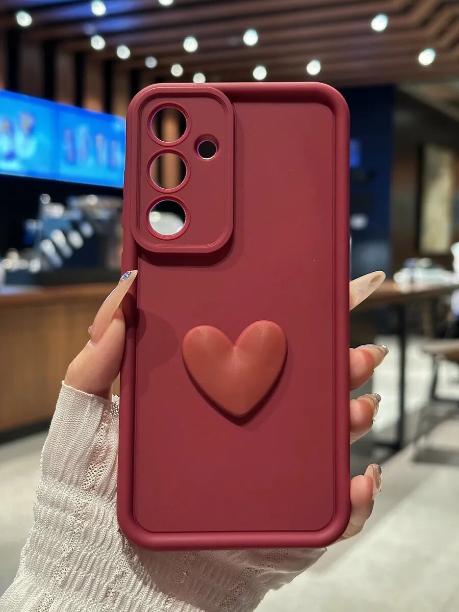 Чехол-накладка О'кейси "Сердечко", для Samsung A36, A56, с защитой камеры, красный, бордовый