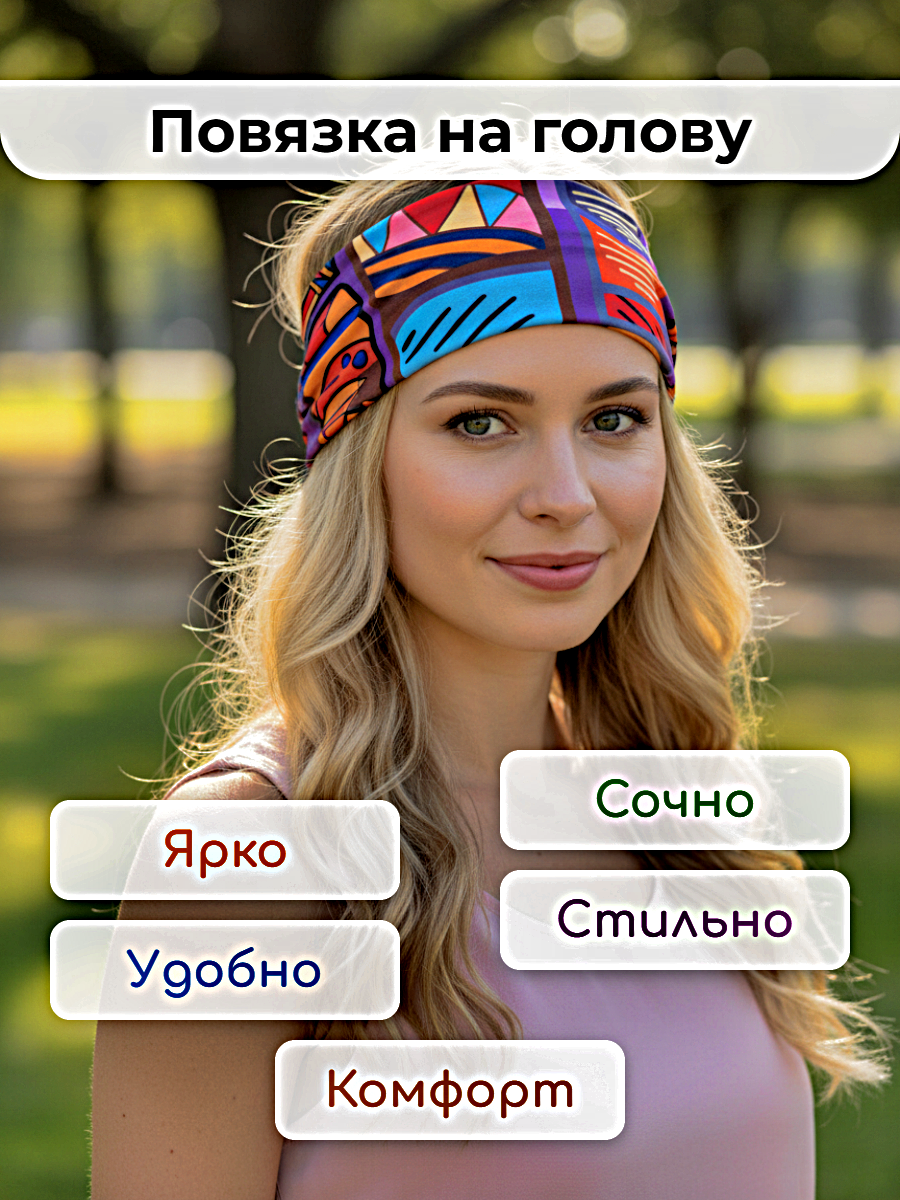 Повязка на голову "Женский тюрбан в африканском стиле", оранжевая, текстиль