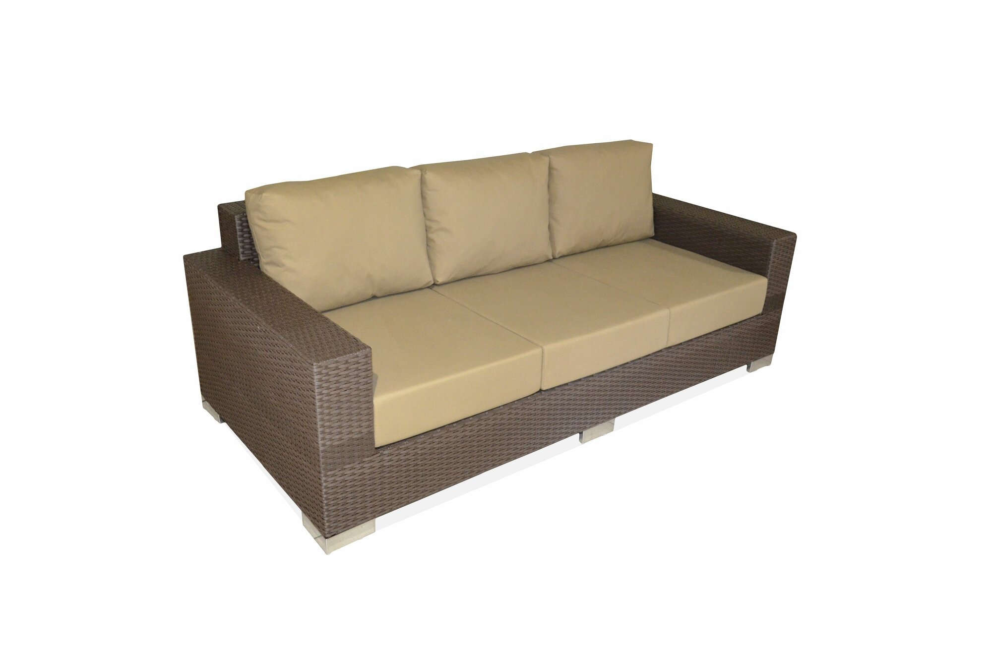 Диван из искусственного ротанга Майами 3х местный, цвет темно-коричневый