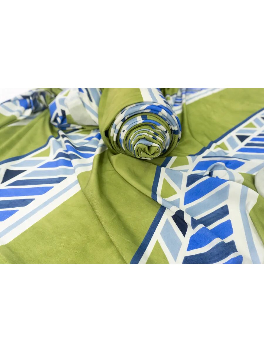 Ткань Трикотаж вискоза масло геометрия на оливковом