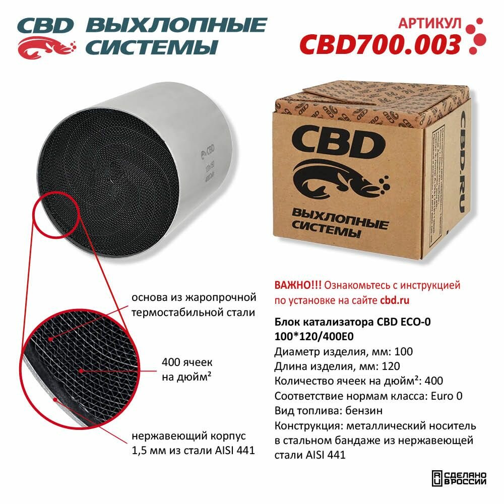 Блок катализатора CBD ECO-0 100*120/400Е0. CBD700.003