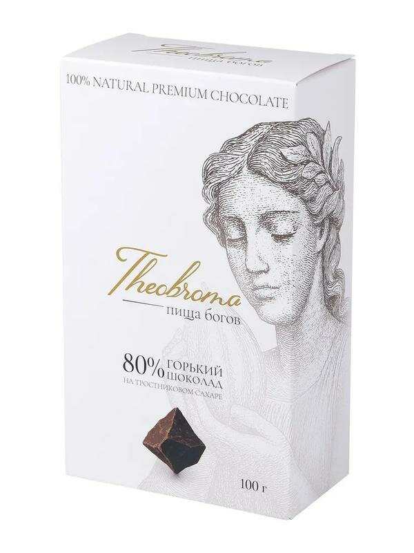 Горький шоколад 80% с ванилью и тростниковым сахаром THEOBROMA Пища Богов, 100 г