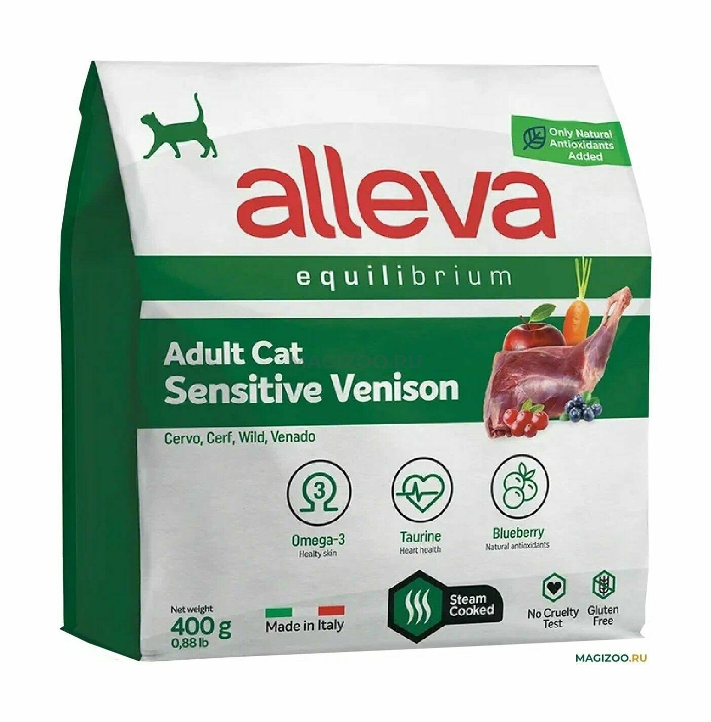 Alleva Equilibrium Sensitive - Сухой корм для взрослых кошек, при чувствительном пищеварении, оленина с рисом (1.5 кг)