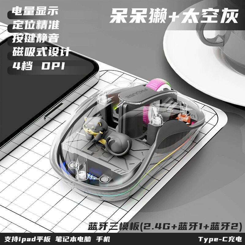 Новая беспроводная Bluetooth-мышь, трехрежимная зарядка, светящаяся, эргономичная, офисная магнитная мышь-игрушка,